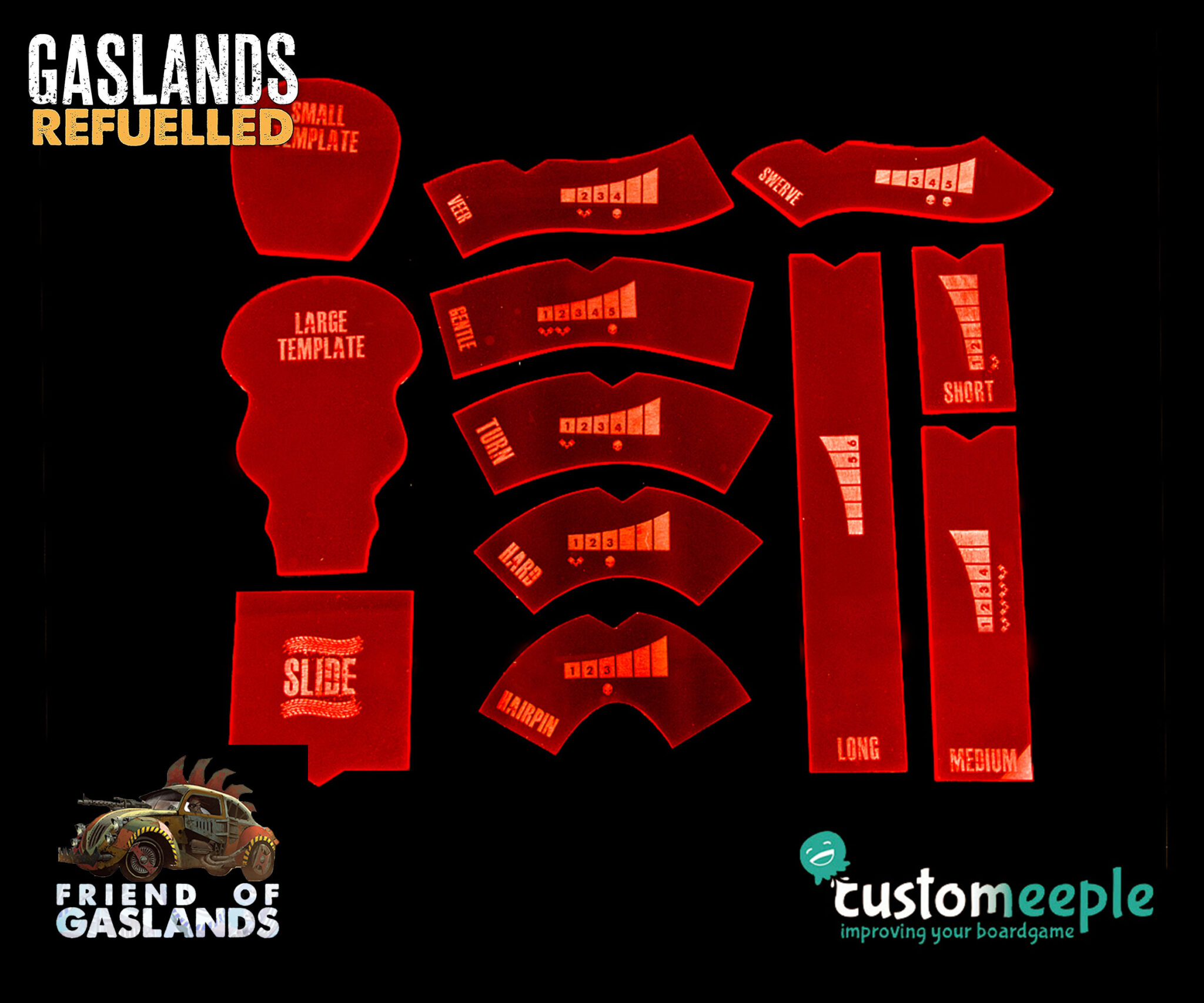 Gaslands REFUELLED Templates “Post apocalyptic” (12 Units) – Customeeple