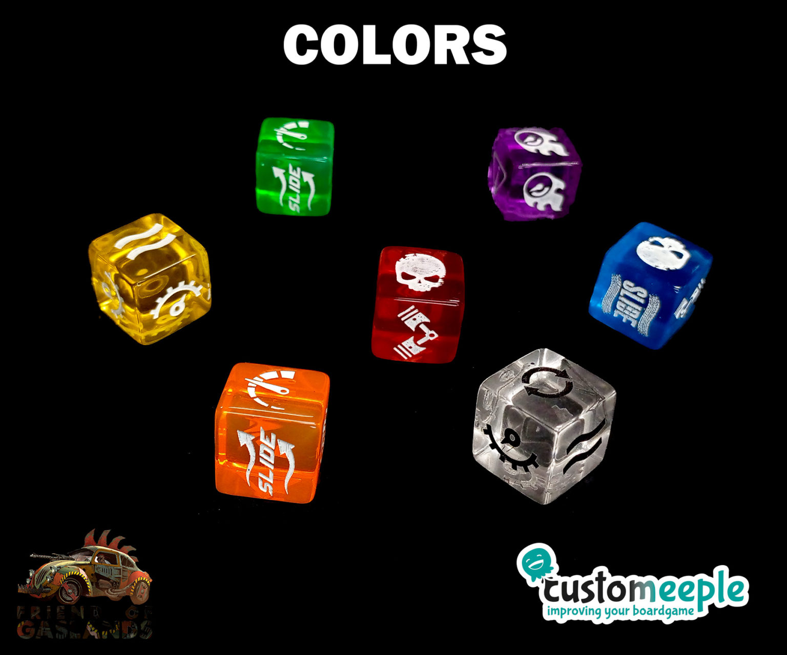 Gaslands compatible 16mm Dice set “post apocalyptic” (5 units ...